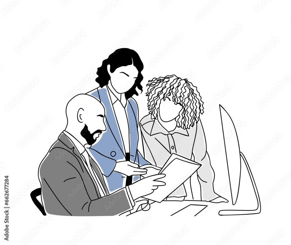 Teamwork business concept illustration. Business scenes with man and ...