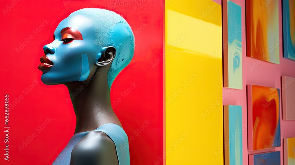 Model displaying an avant-garde beauty look, with unexpected color ...