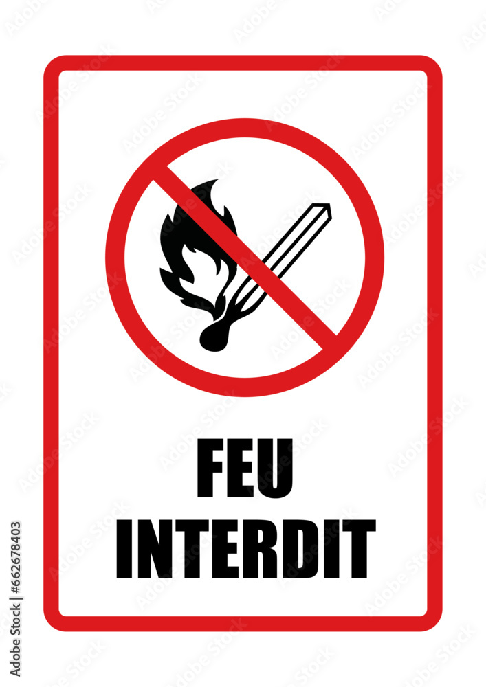feu allumette interdit panneau interdiction fond rouge barré Stock ...