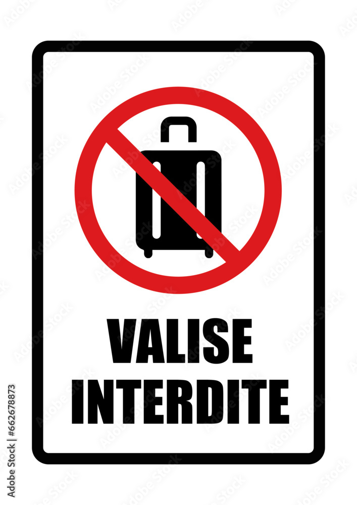 valise interdite panneau interdiction fond rouge et noir Stock Vector ...