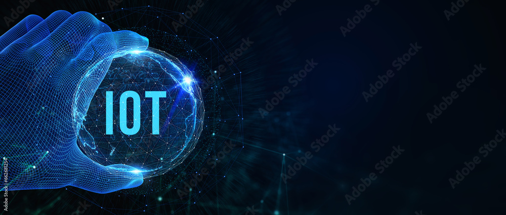 Internet of things - IOT concept. Businessman offer IOT products and ...