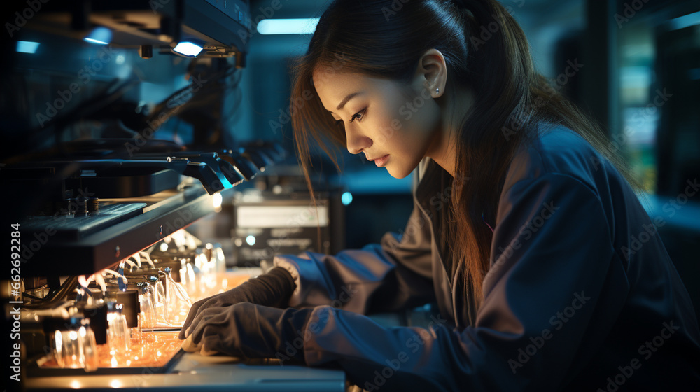 Chemical Analysis: A technician using high-tech equipment to analyze ...