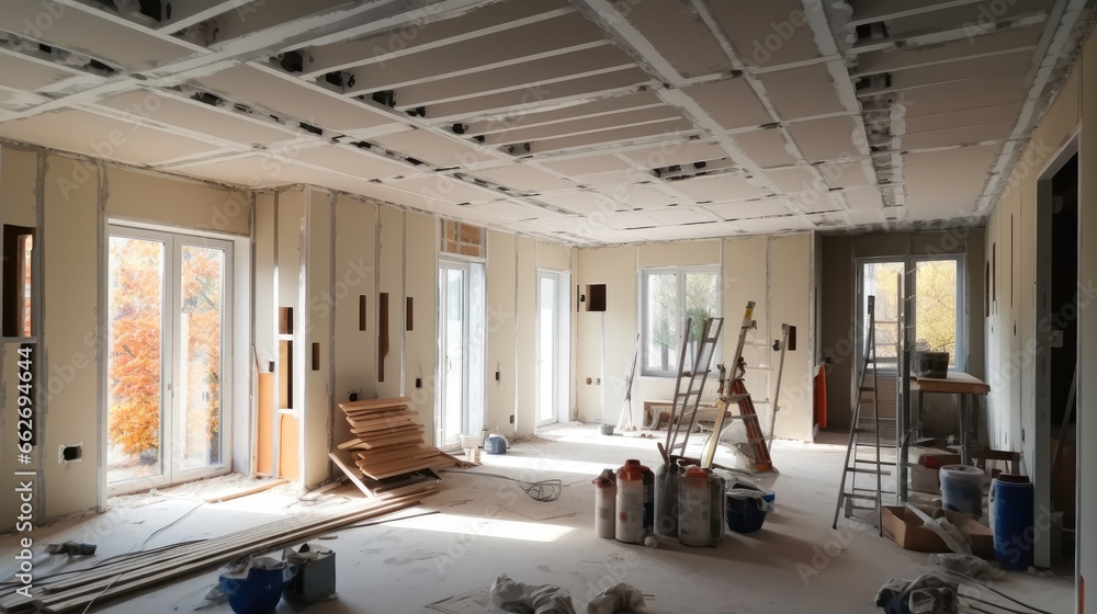 Partition for interior wall, Drywall installation at new home for under ...