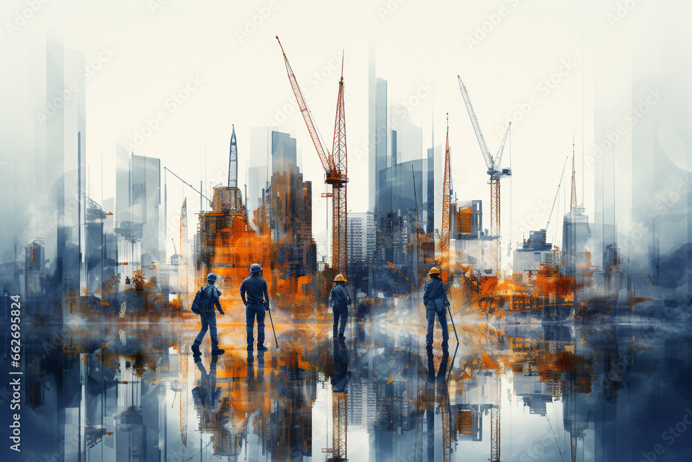 Artistic creative background illustration featuring construction ...