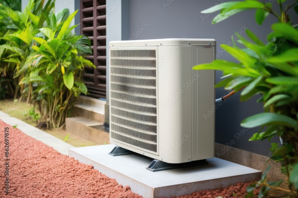residential air conditioning unit installed outdoors Stock Photo ...