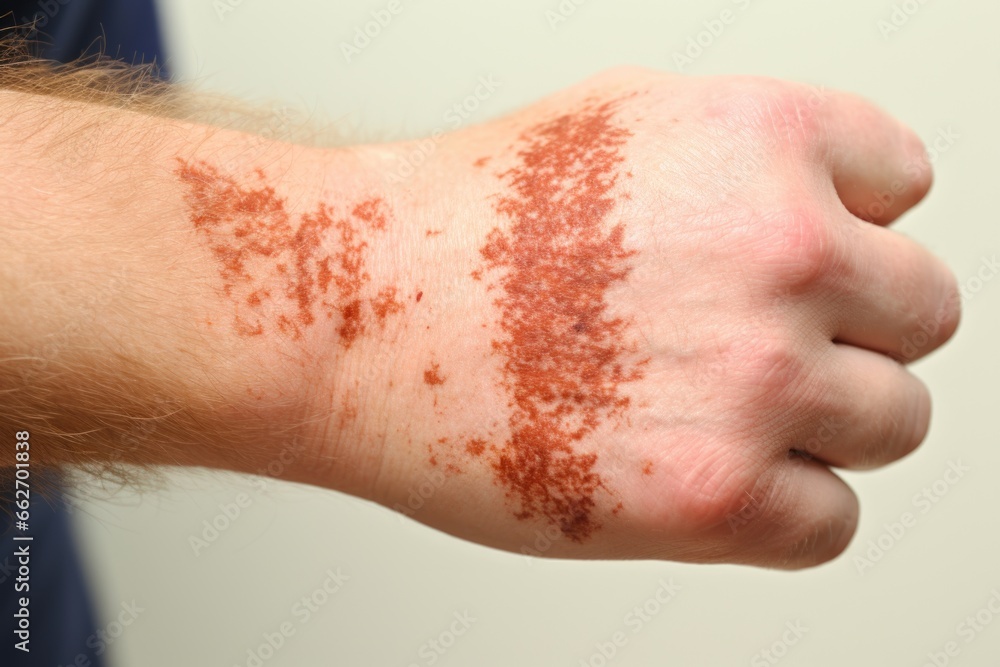 dermatitis caused on a forearm due to metal allergy Stock Photo | Adobe ...