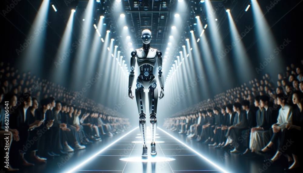 As the music thumped through the air, the robotic figure strode ...