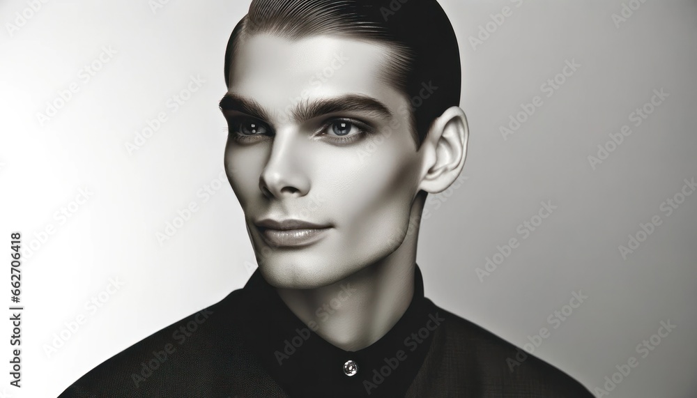 A fierce and brooding man with a rebellious quiff stands against a ...