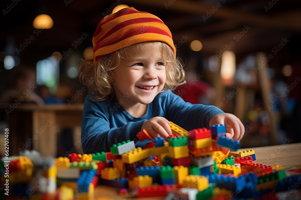 Joyous moment of a kid engrossed in play, creating a world of wonder ...