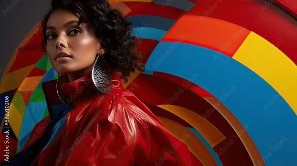 Model in a creative director's attire, set against a backdrop of ...