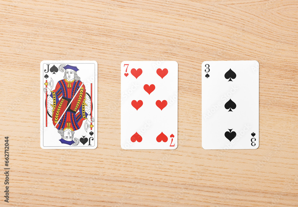 Mockup of three customizable playing cards side by side Stock Template ...
