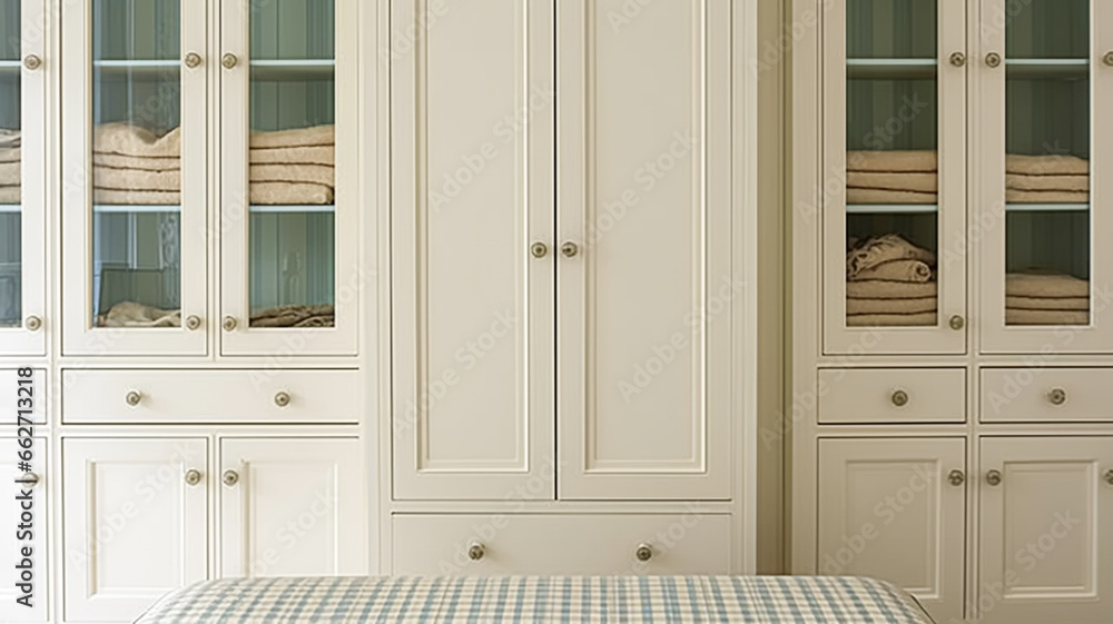 White cottage dressing room decor, interior design and country house ...