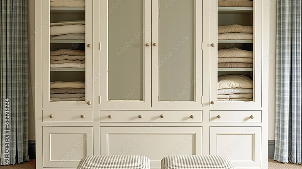 White cottage dressing room decor, interior design and country house ...