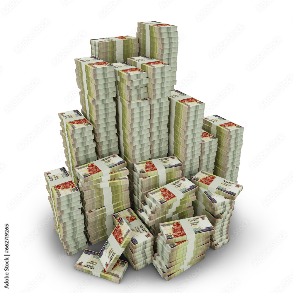 Big stacks of 200 Egyptian pound notes. A lot of money isolated on ...