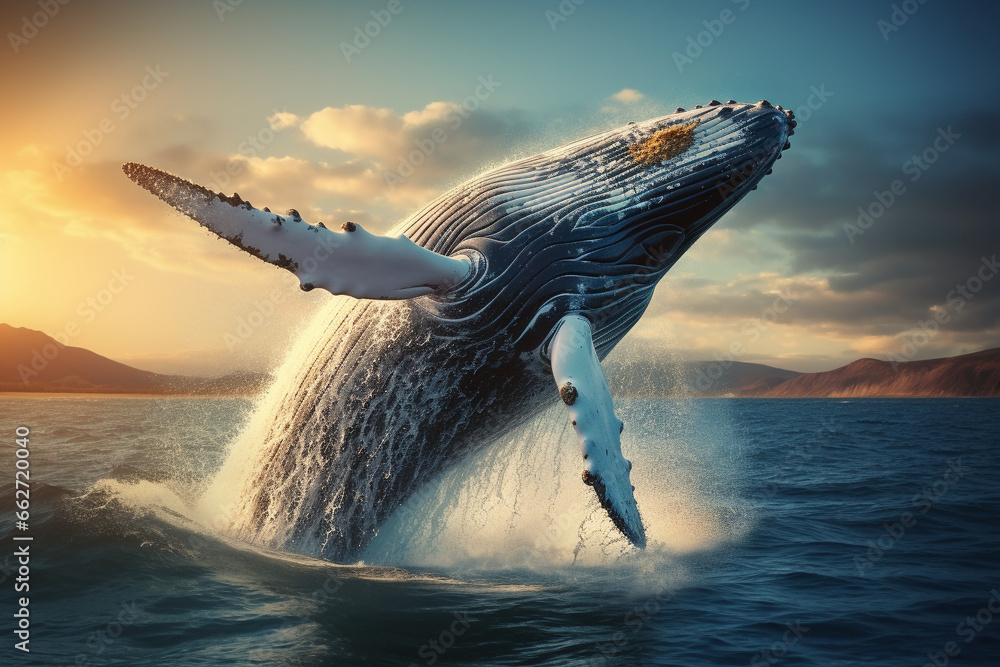 Majestic moment when a colossal blue whale breaches the ocean's surface ...