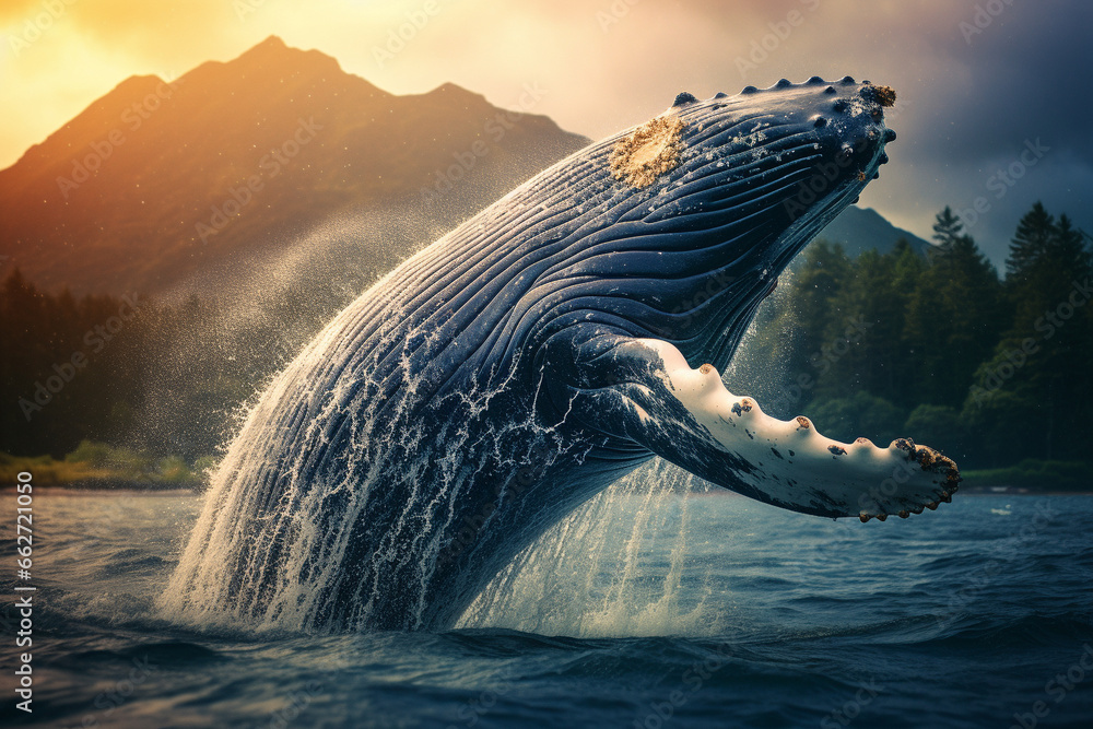 Majestic moment when a colossal blue whale breaches the ocean's surface ...