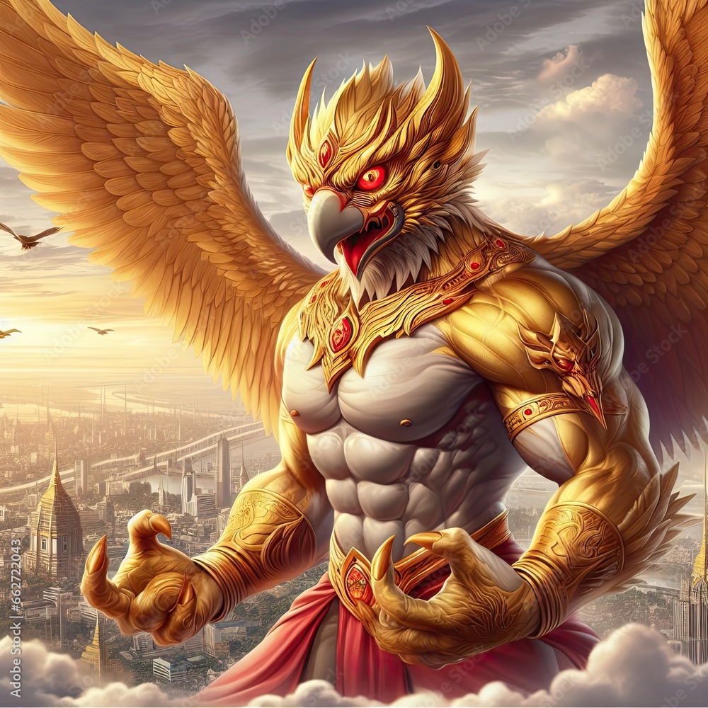 Garuda has the body of a person, the back of a bird and has wings. A ...