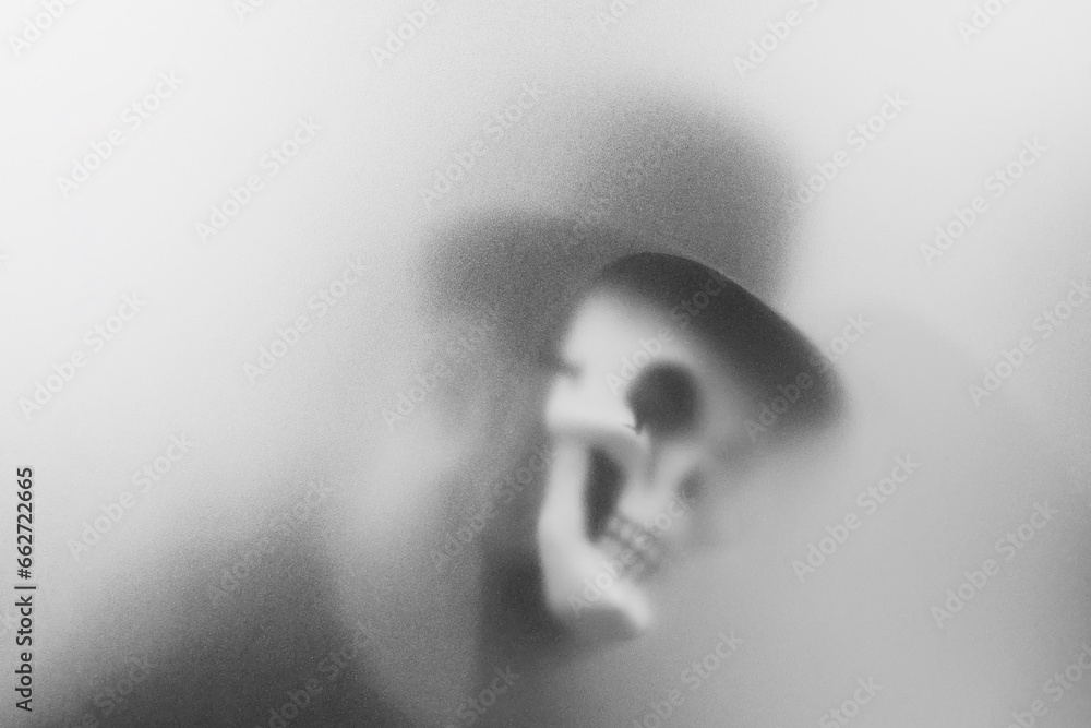 Bangkok, Thailand - August, 20, 2023 : Shadow blur of horror man in ...