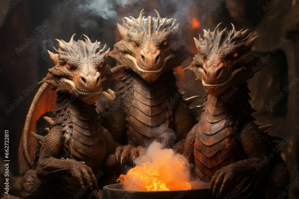 Fire-breathing drakes, smaller relatives of dragons, with fierce ...