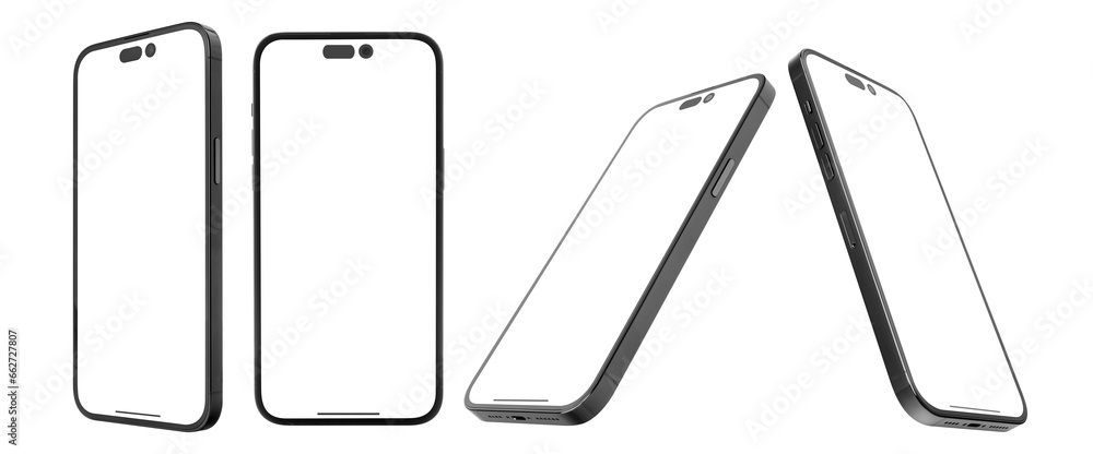 flat rays ,collection of black smartphone mockup blank screen isolated ...