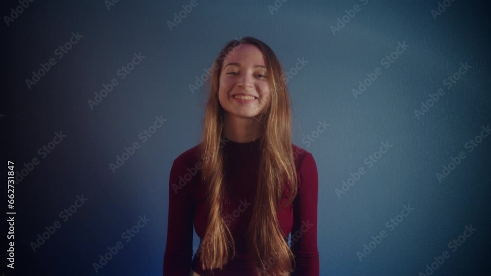Portrait of a young beautiful playful agreeing smiling pretty caucasian ...