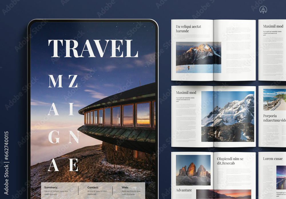 Travel Magazine Layout Stock Template | Adobe Stock