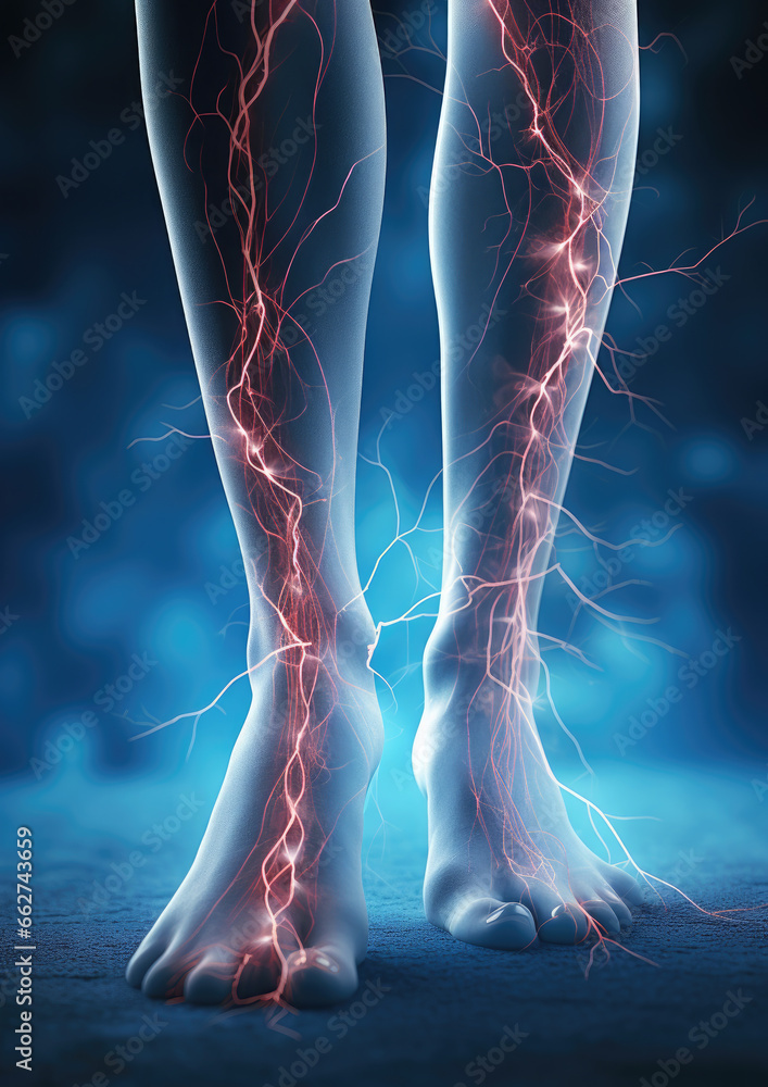 human legs with varicose veins, diseased vessels, phlebology, pathology ...