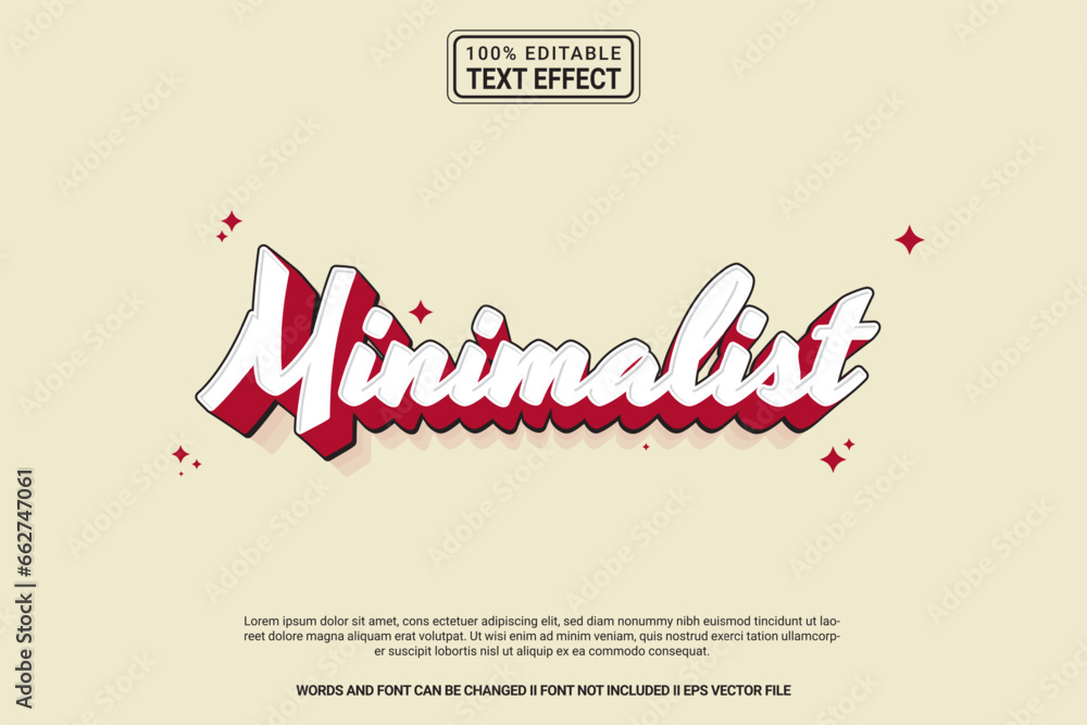 Editable text effect Minimalist 3d cartoon template style modren ...
