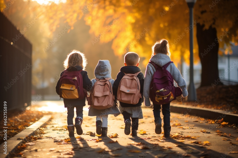 group of young children walking together in friendship, embodying the ...