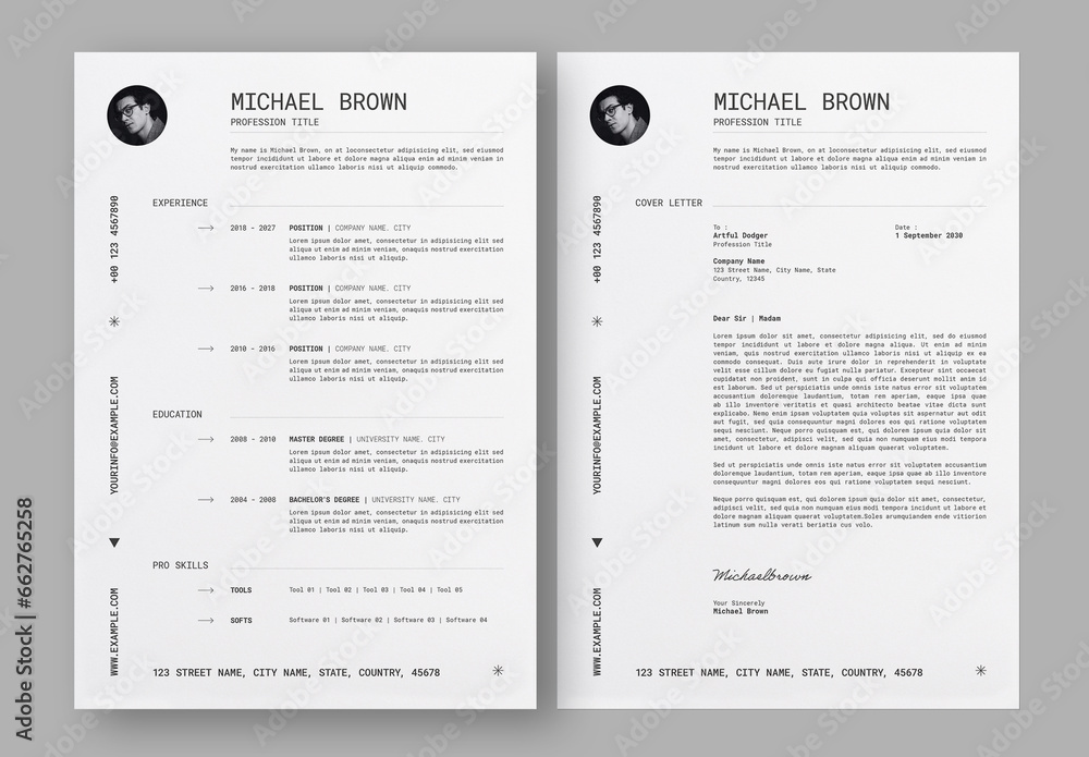 Minimal Resume Layout Stock Template | Adobe Stock