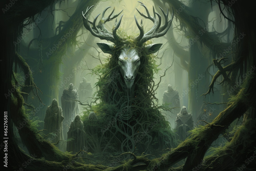 Ancient forest spirits, guarding the secrets of the woodland realms ...