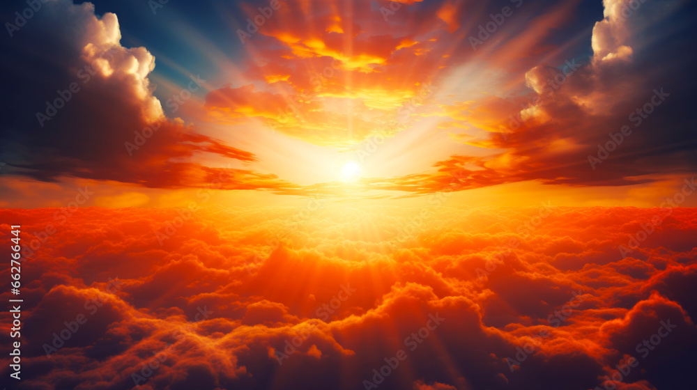 Heat wave of extreme sun and sky background. Hot weather and global ...