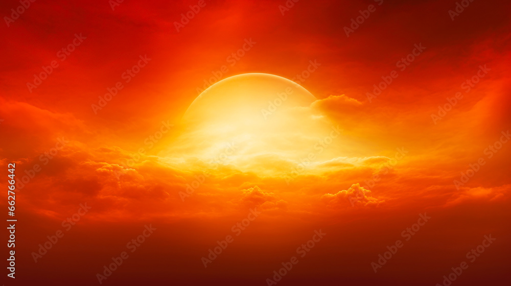 Heat wave of extreme sun and sky background. Hot weather and global ...
