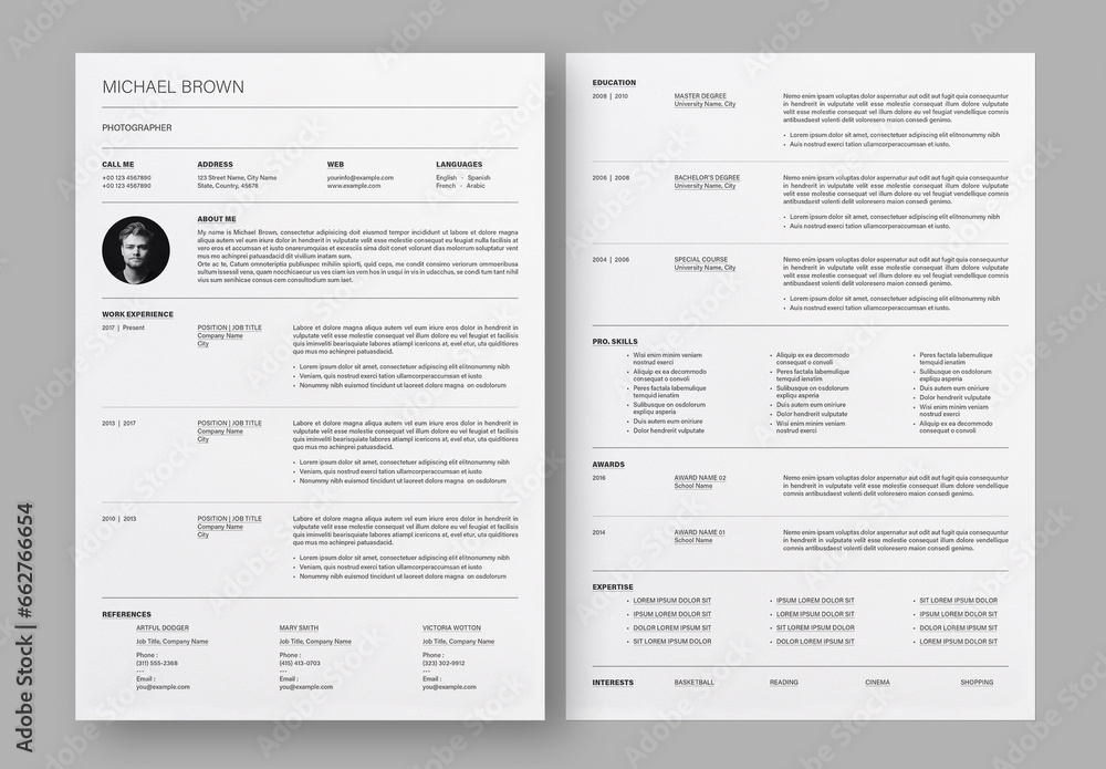 Resume Layout Stock Template | Adobe Stock