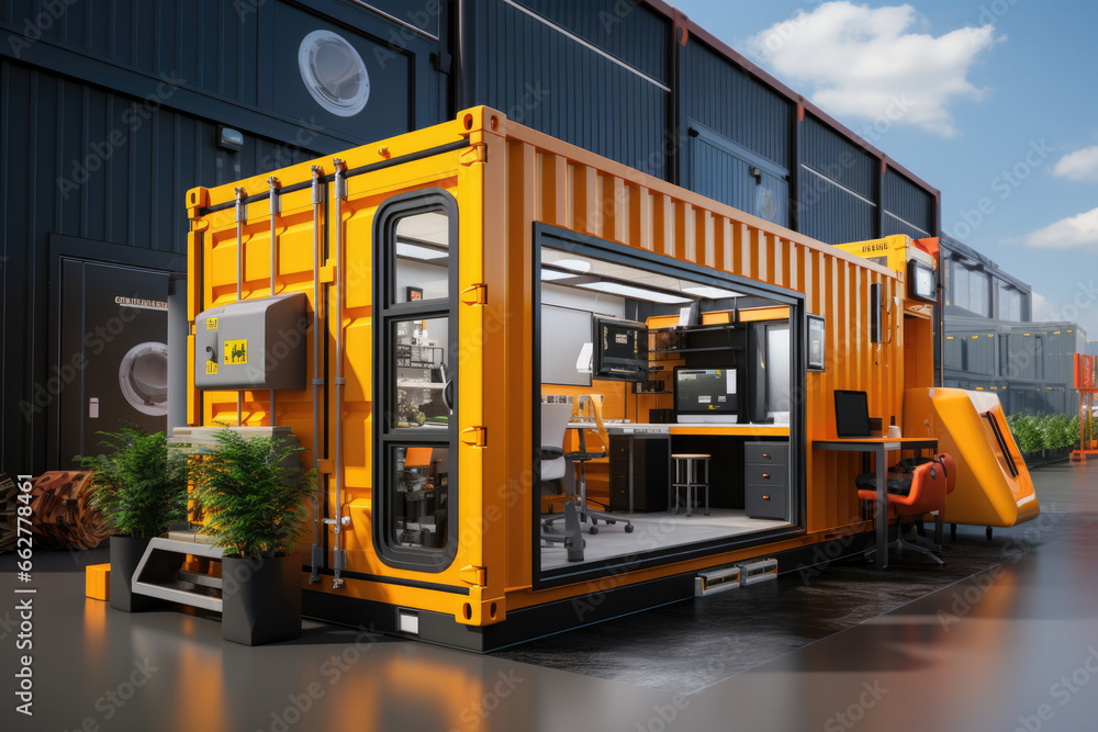 Explore the cutting-edge design of a modern modular office space within ...