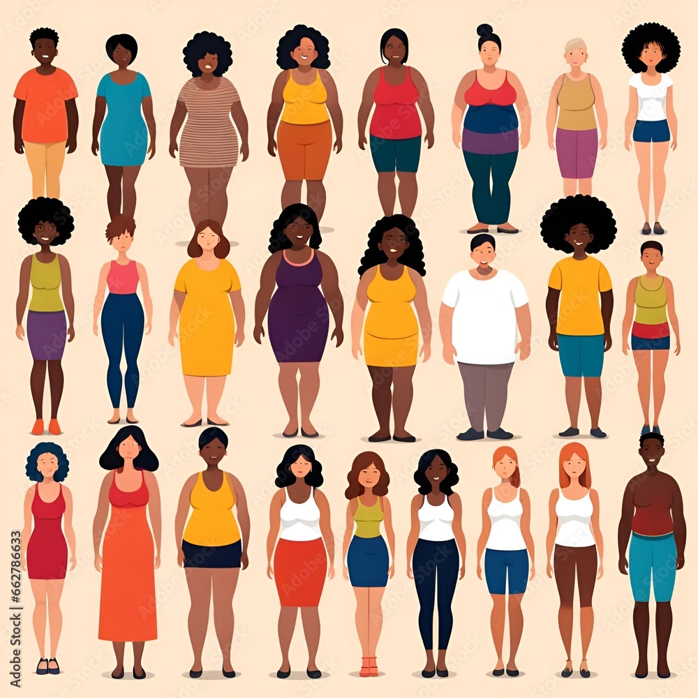 people with a diverse variety of ethnicities, skin tones, and body ...