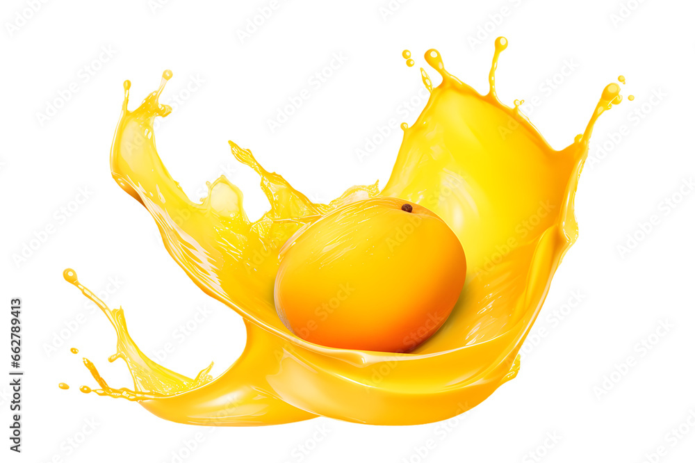 mango juice splash isolated in a transparent background, mango juice ...