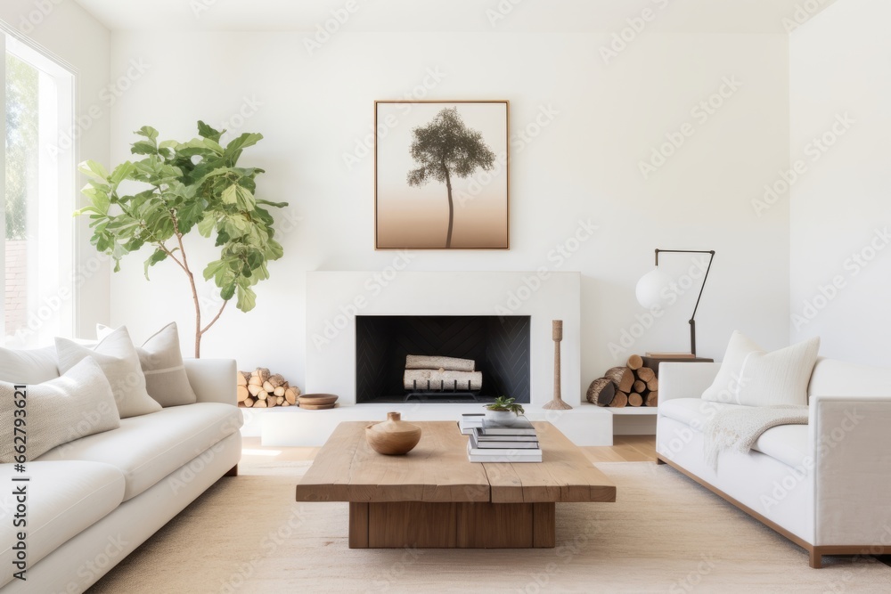 minimal home interior background living room with natural material and ...