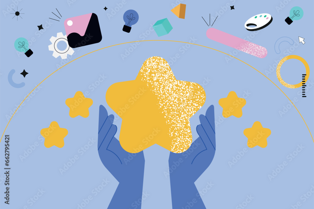 Good feedback hands concept in the flat cartoon style. Hands catch ...