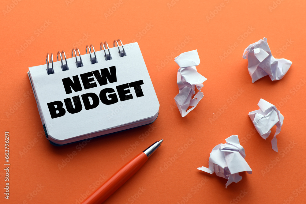 NEW BUDGET words in an office notebook. 2024 Budget planning and ...