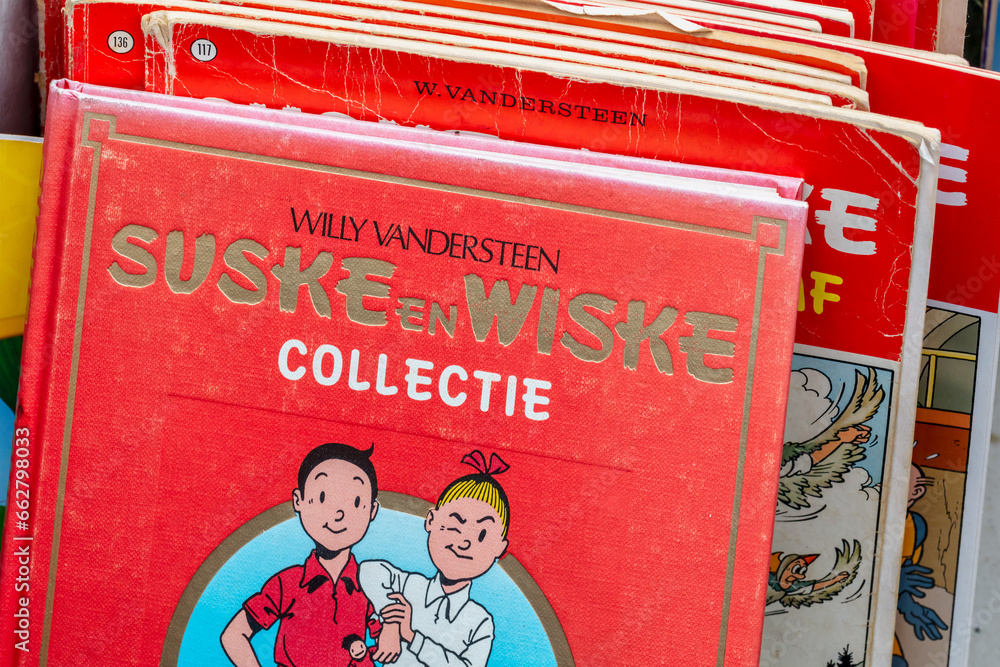 Stack of old Dutch Red Series comic books of Suske en Wiske, in English ...