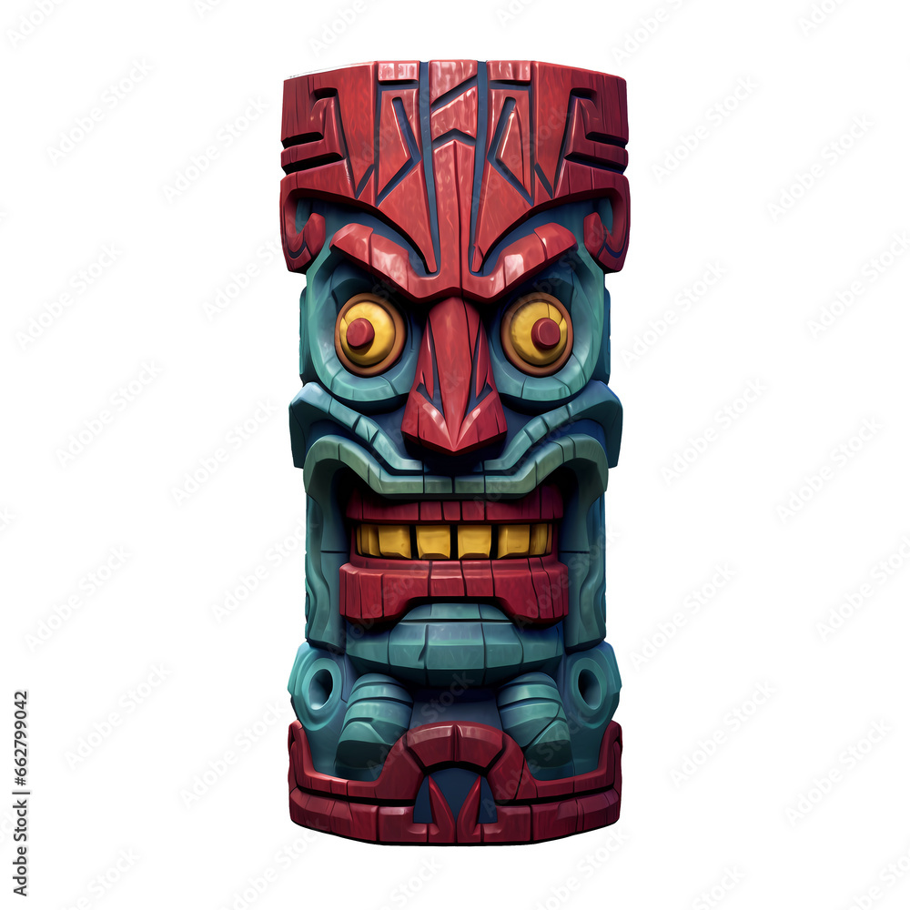 Tiki statue isolated on a transparent background. Maori tiki totem ...