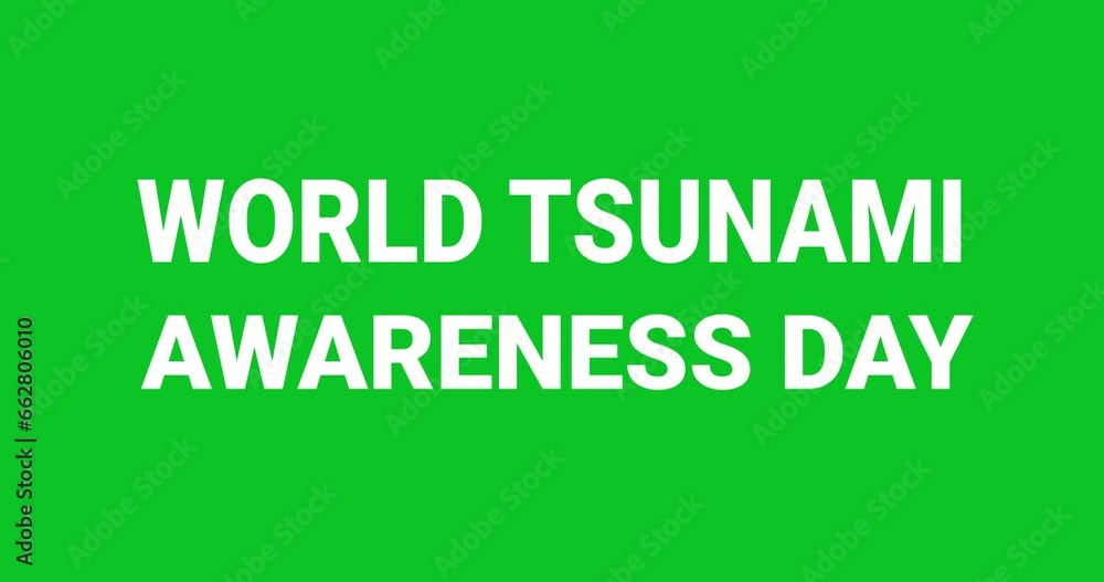 World Tsunami Awareness Day text animation on the green screen alpha ...