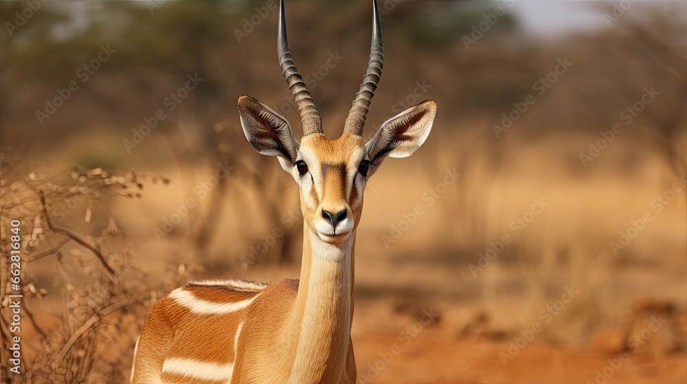 Chinkara or Indian gazelle Antelope animal funny face portrait or ...