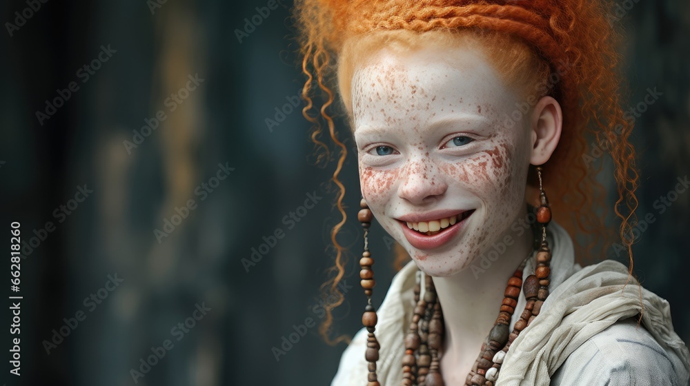 Albino Black Girl Portrait Albino Girls From The Tribe With A Pattern