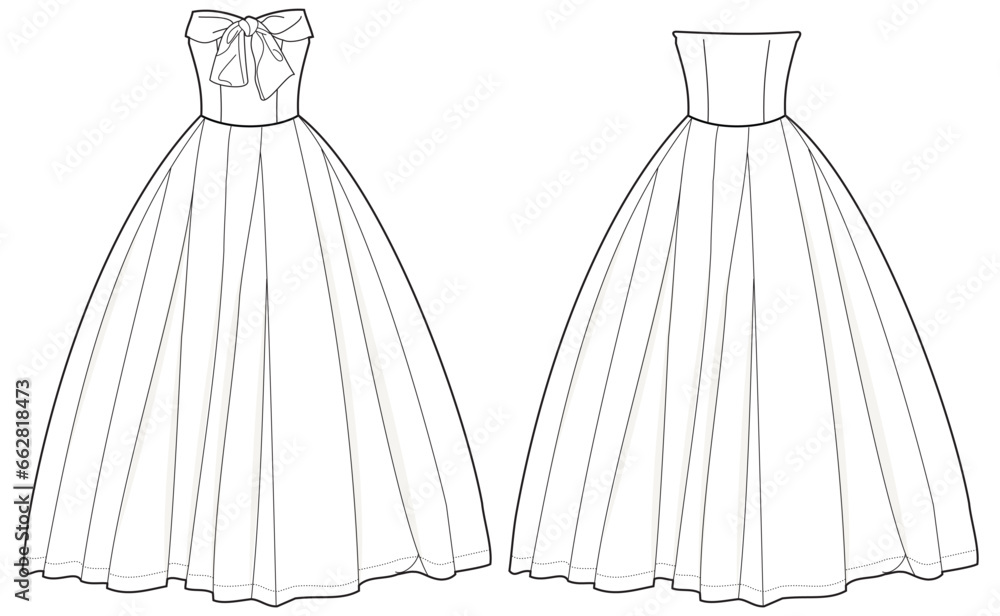 Sweetheart neck strapless ball gown wedding dress with bow design flat ...