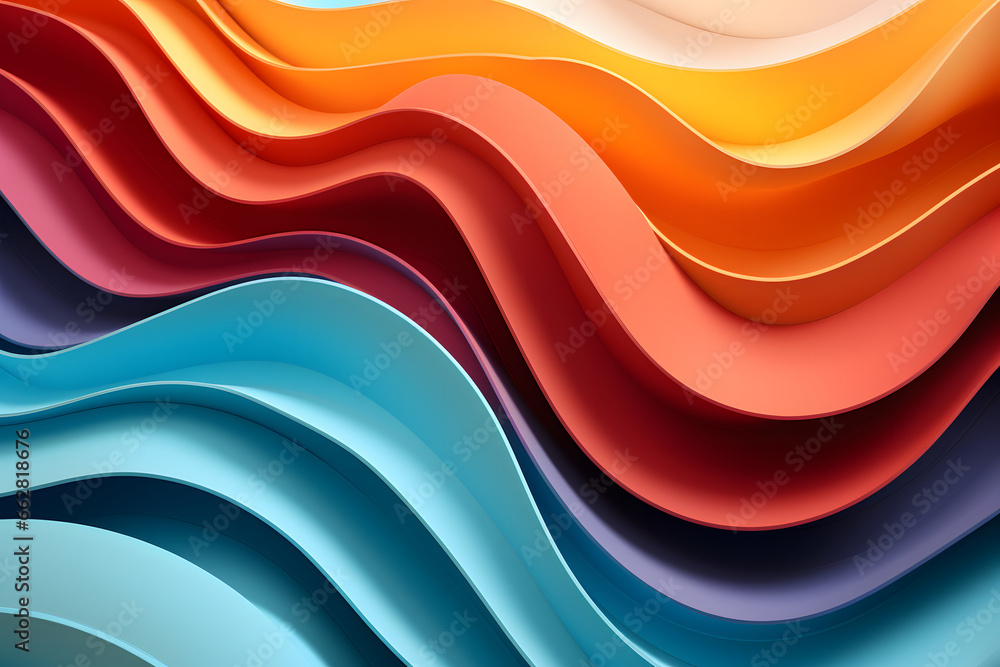 Colorful wavy paper texture cut out design wallpaper background Stock ...