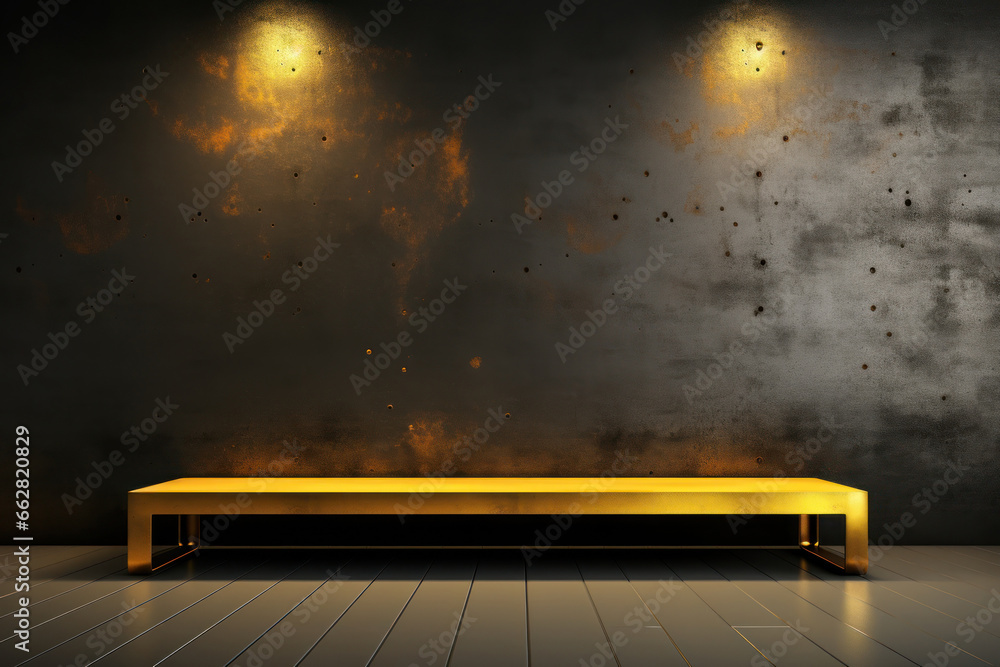 Futuristic luxury background product display golden table shelf with ...