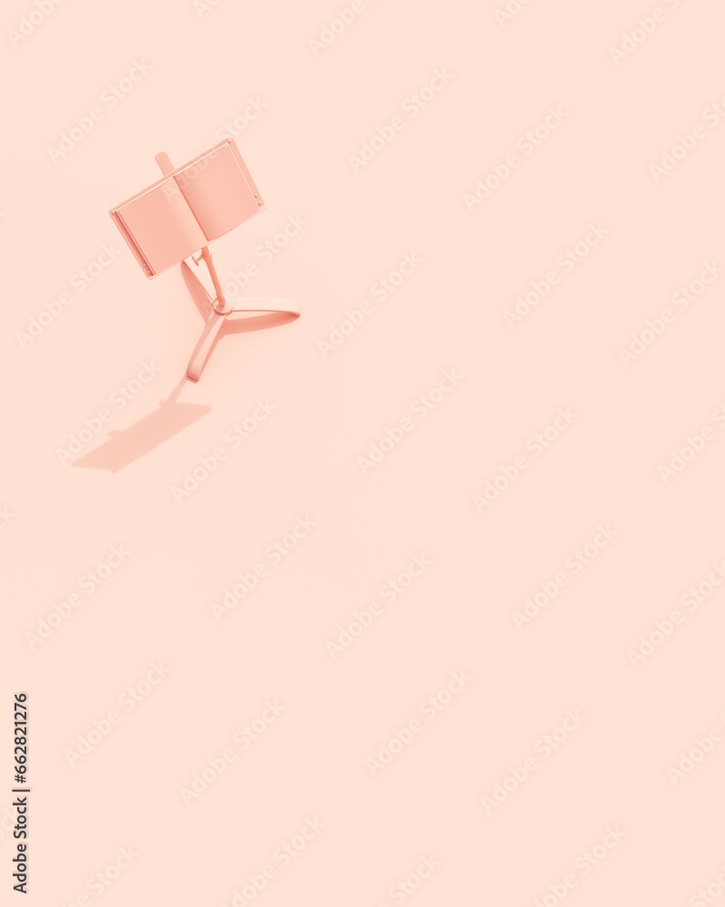 Rose pink musical instruments equipment flat lay diagonal vibrant ...