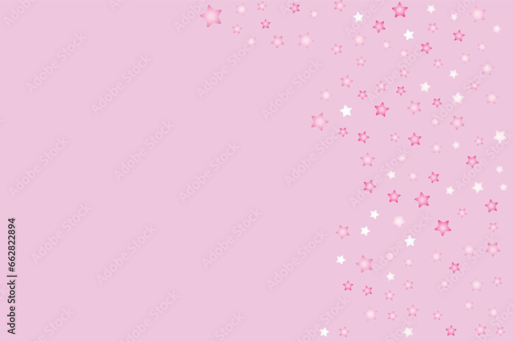 Pink shining stars scattered pink background free space your text ...